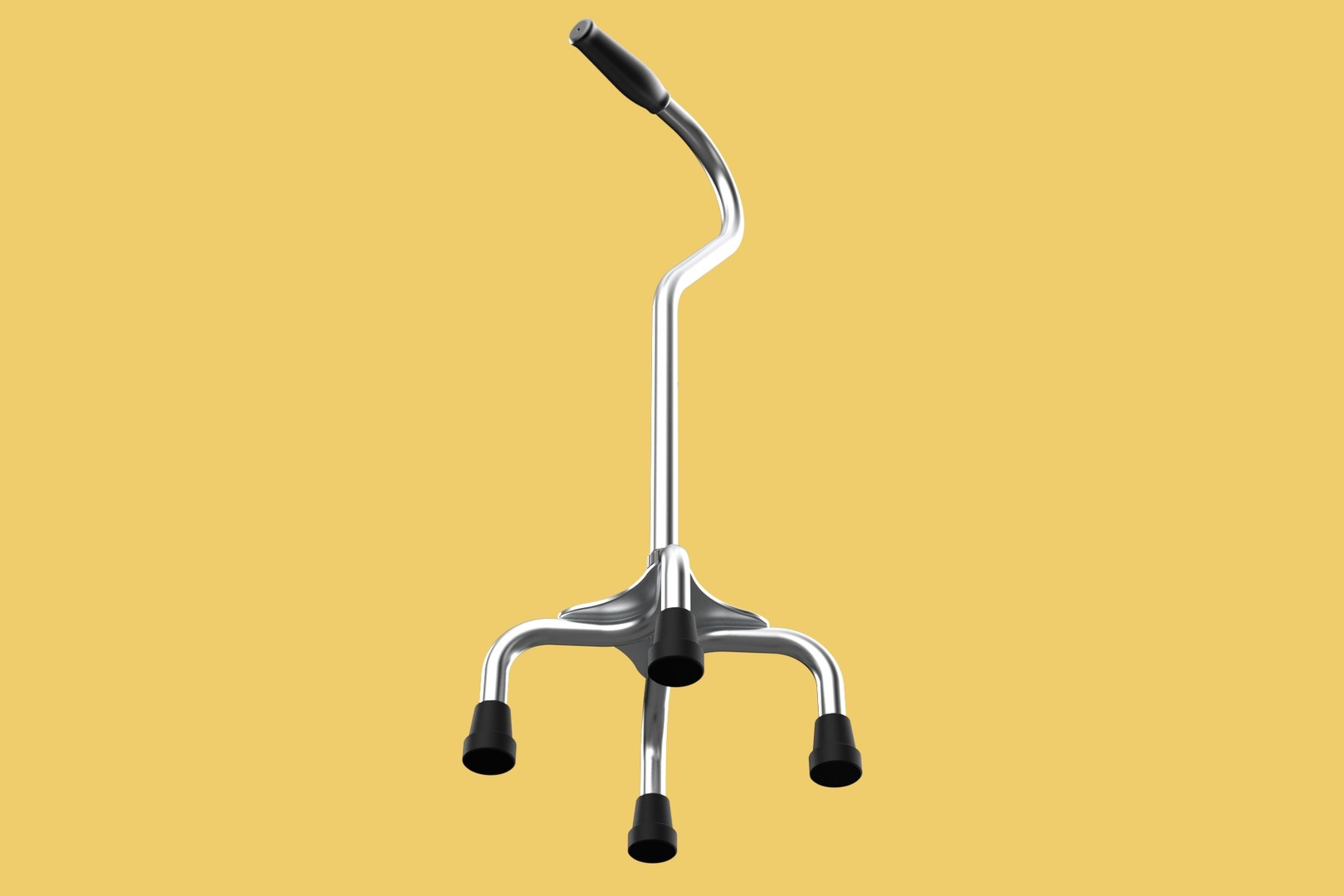 STANDARD QUADRIPOD WALKING CANE AID ELDERLY STICK POLE QUAD LEG 3D ...