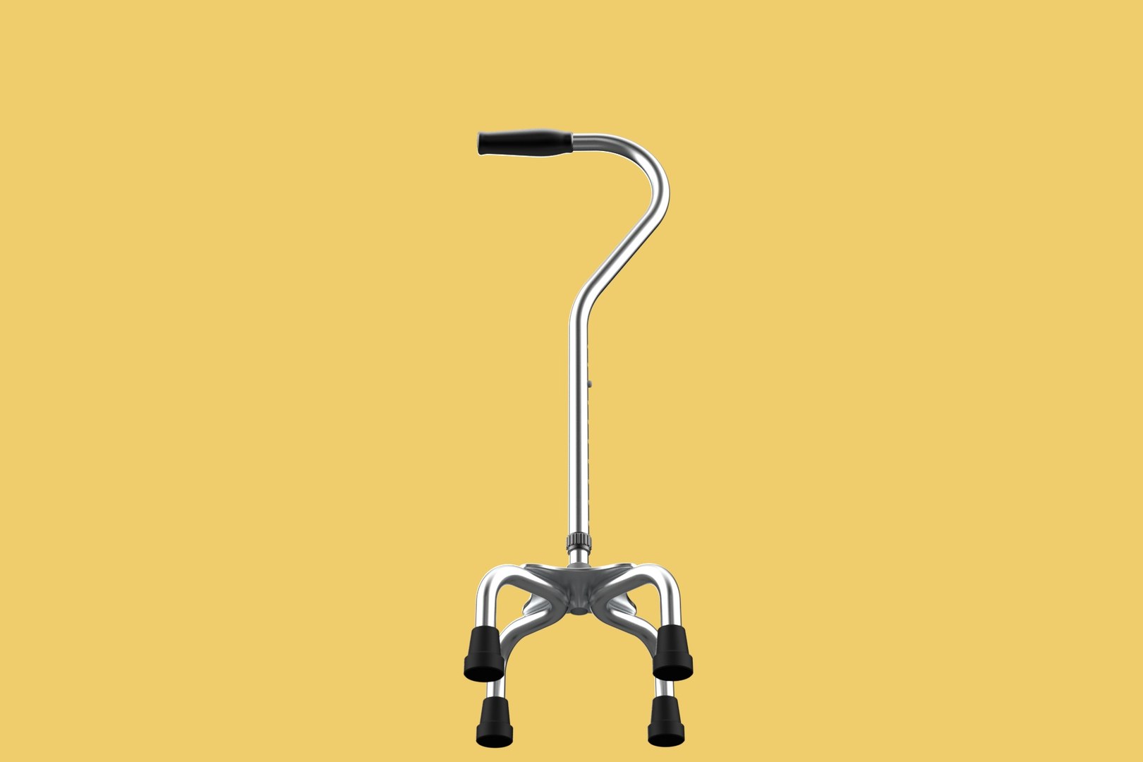STANDARD QUADRIPOD WALKING CANE AID ELDERLY STICK POLE QUAD LEG 3D ...
