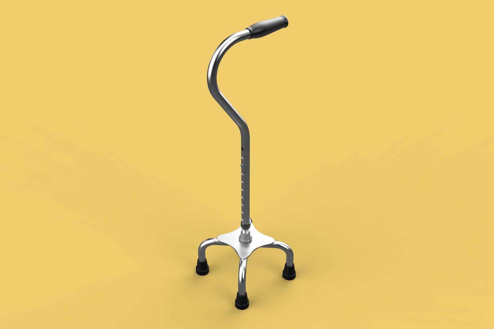 STANDARD QUADRIPOD WALKING CANE AID ELDERLY STICK POLE QUAD LEG 3D ...