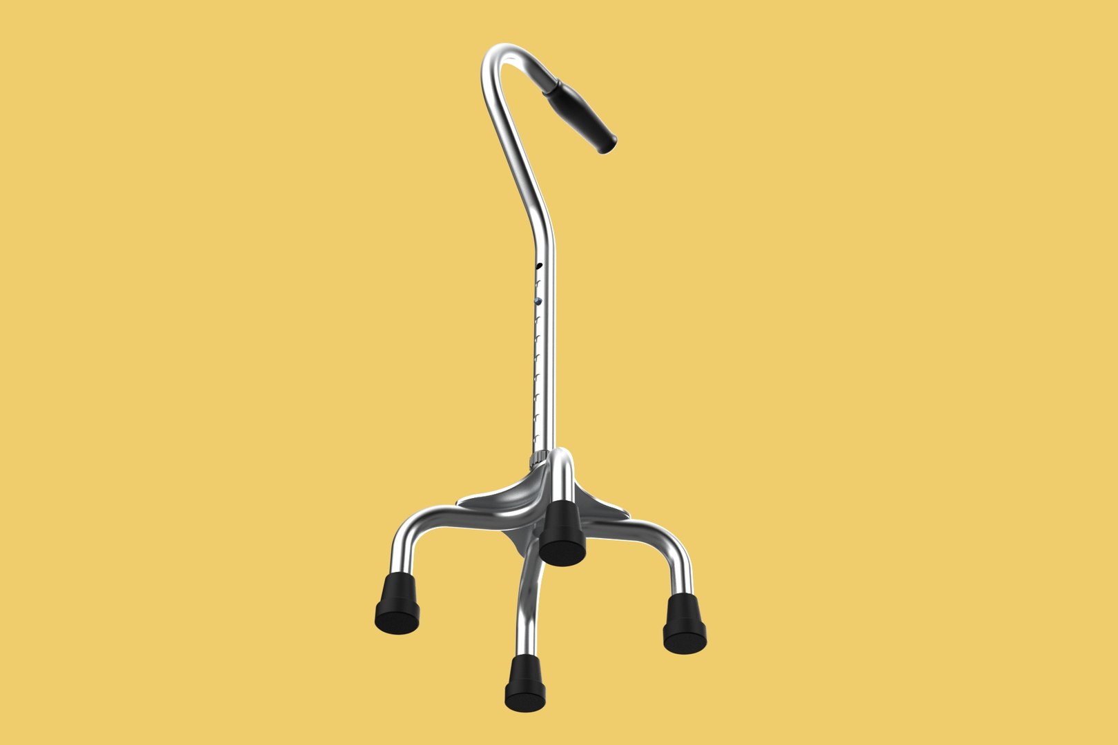 STANDARD QUADRIPOD WALKING CANE AID ELDERLY STICK POLE QUAD LEG 3D ...