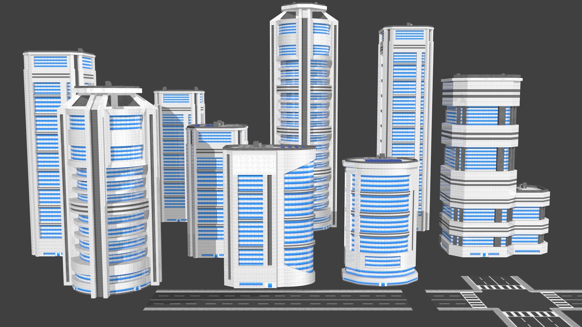 clean cityscape city 3d obj