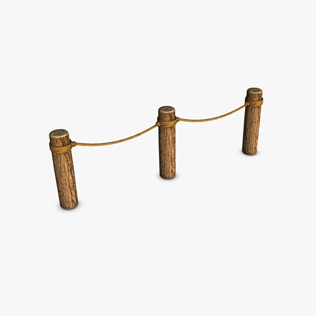 3d Model Logs Rope Barrier