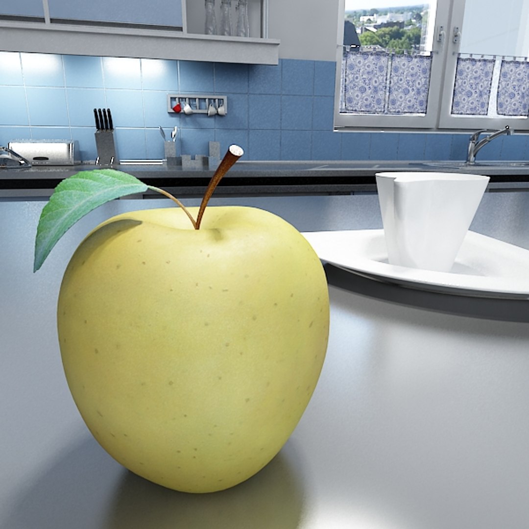 3d golden apple resolution model