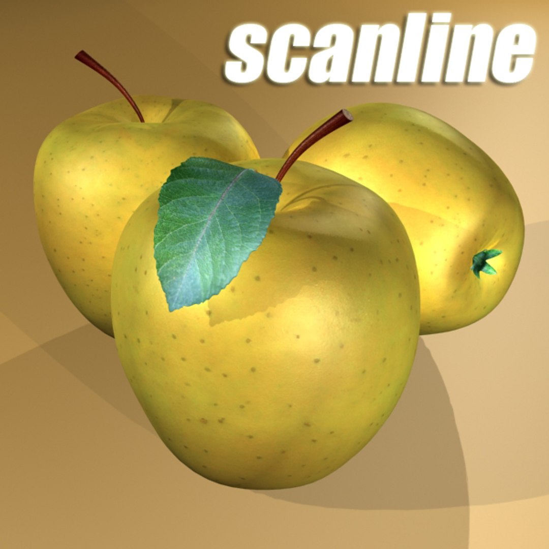 3d golden apple resolution model