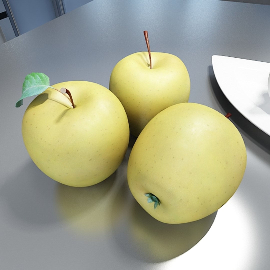 3d golden apple resolution model