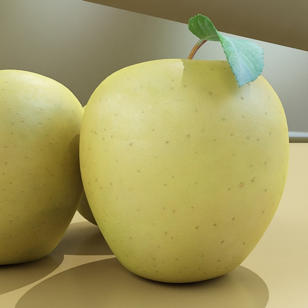 3d golden apple resolution model
