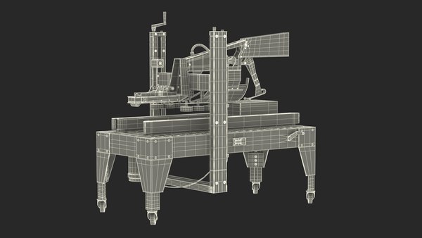 modelo 3d Máquina empacadora de cajas de cartón con aparejo azul ...