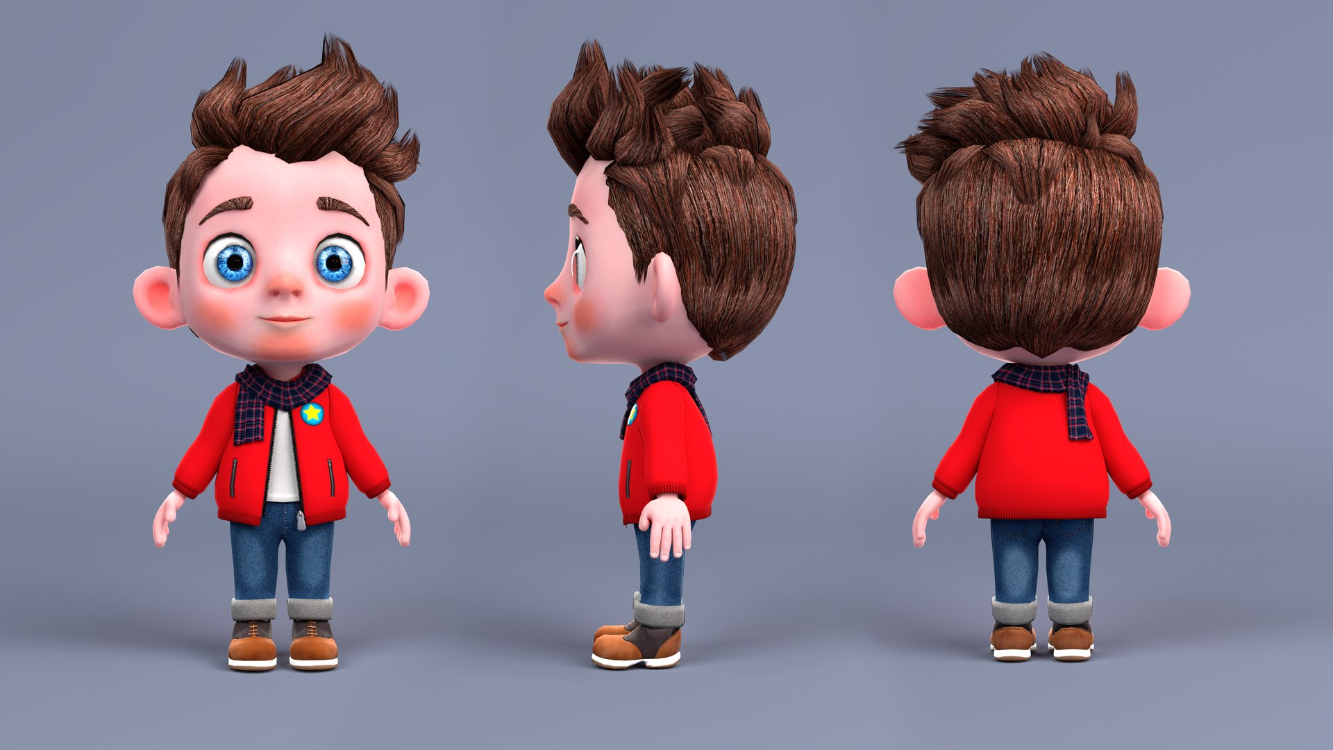 Rigged Low Poly Boy Cartoon Character With 20 Different Outfits 3D ...