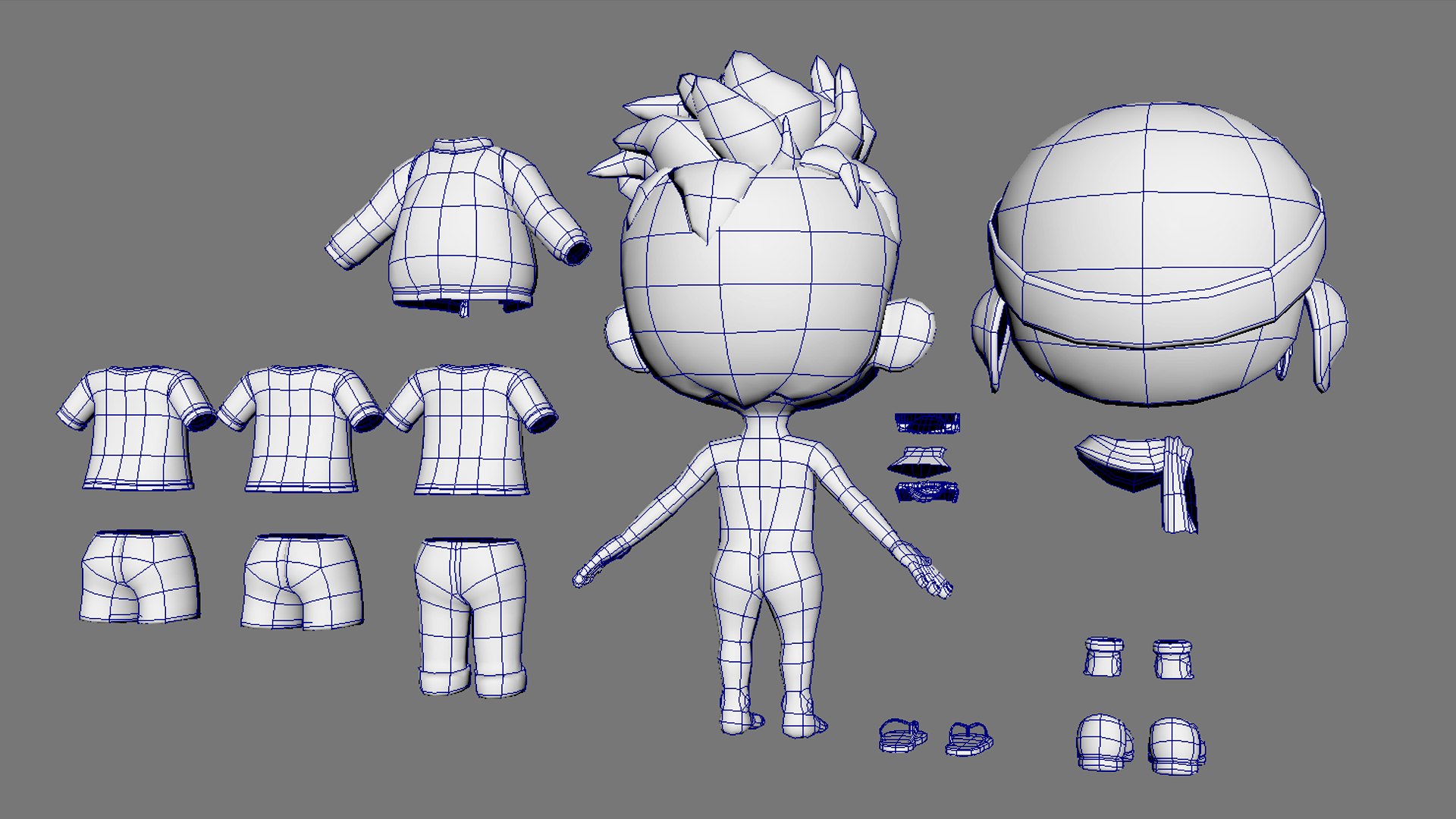 Rigged Low Poly Boy Cartoon Character With 20 Different Outfits 3D ...