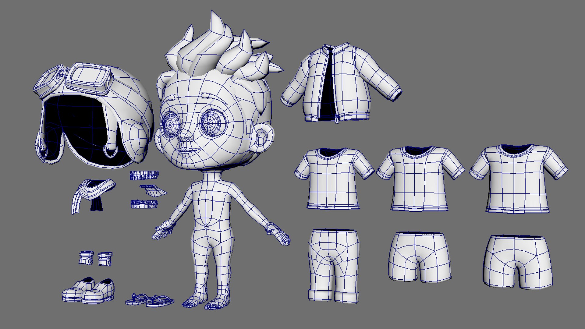 Rigged Low Poly Boy Cartoon Character With 20 Different Outfits 3D ...