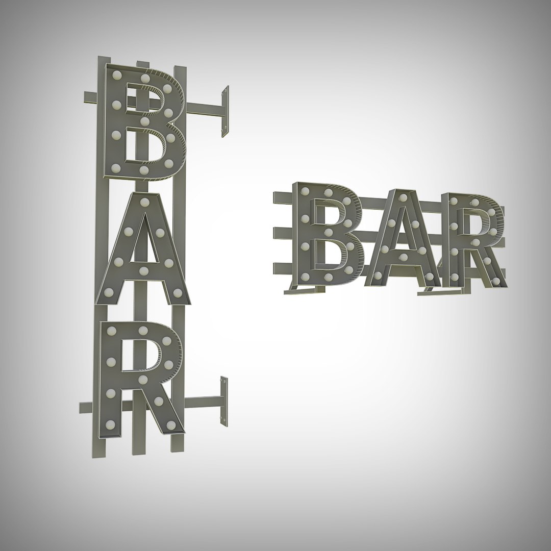Bulb Bar Sign 3D Model - TurboSquid 1439647