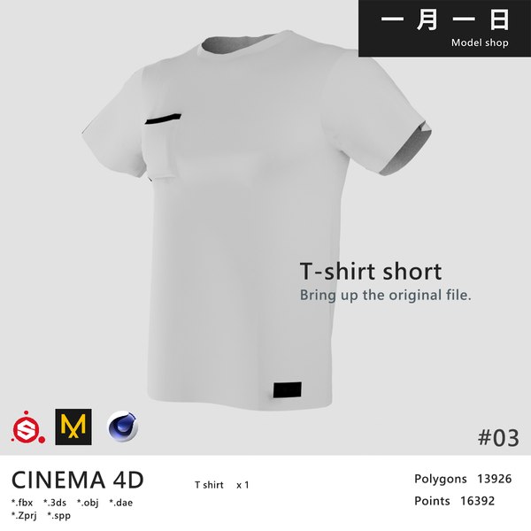 modelo 3d Camiseta bolsillo corto en el pecho - TurboSquid 2080670
