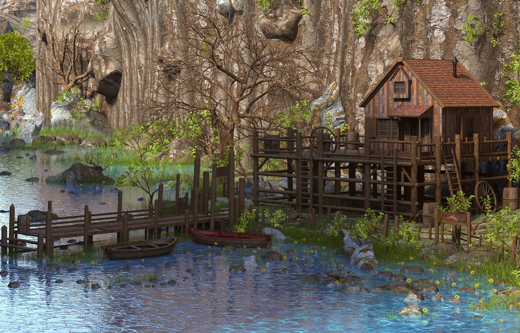 3D River House Model - TurboSquid 1369666