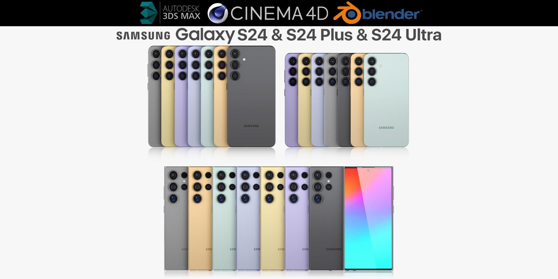 3D Samsung Galaxy S24 and S24 Plus and S24 Ultra All colors v1 model - TurboSquid 2154326