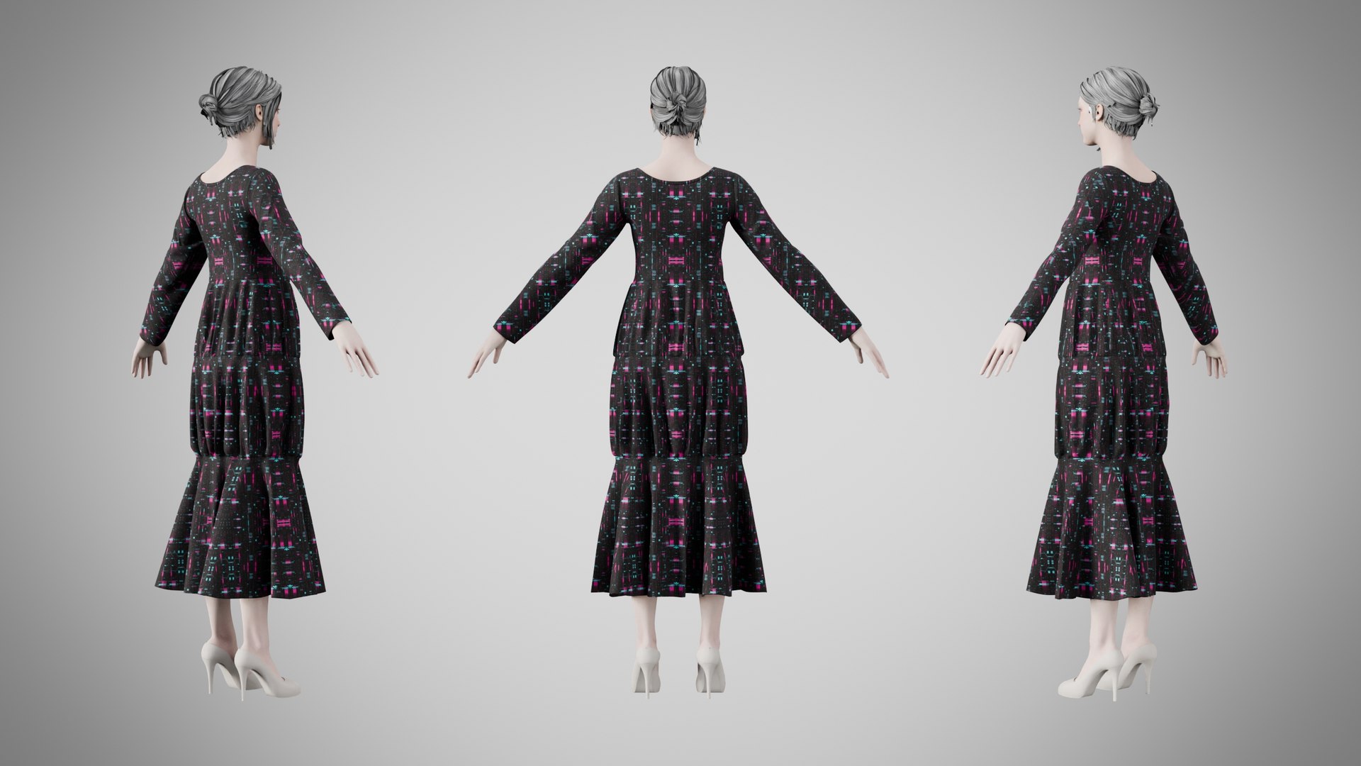 3D Dress 25 Neon Glitch Cityscape - TurboSquid 2477912