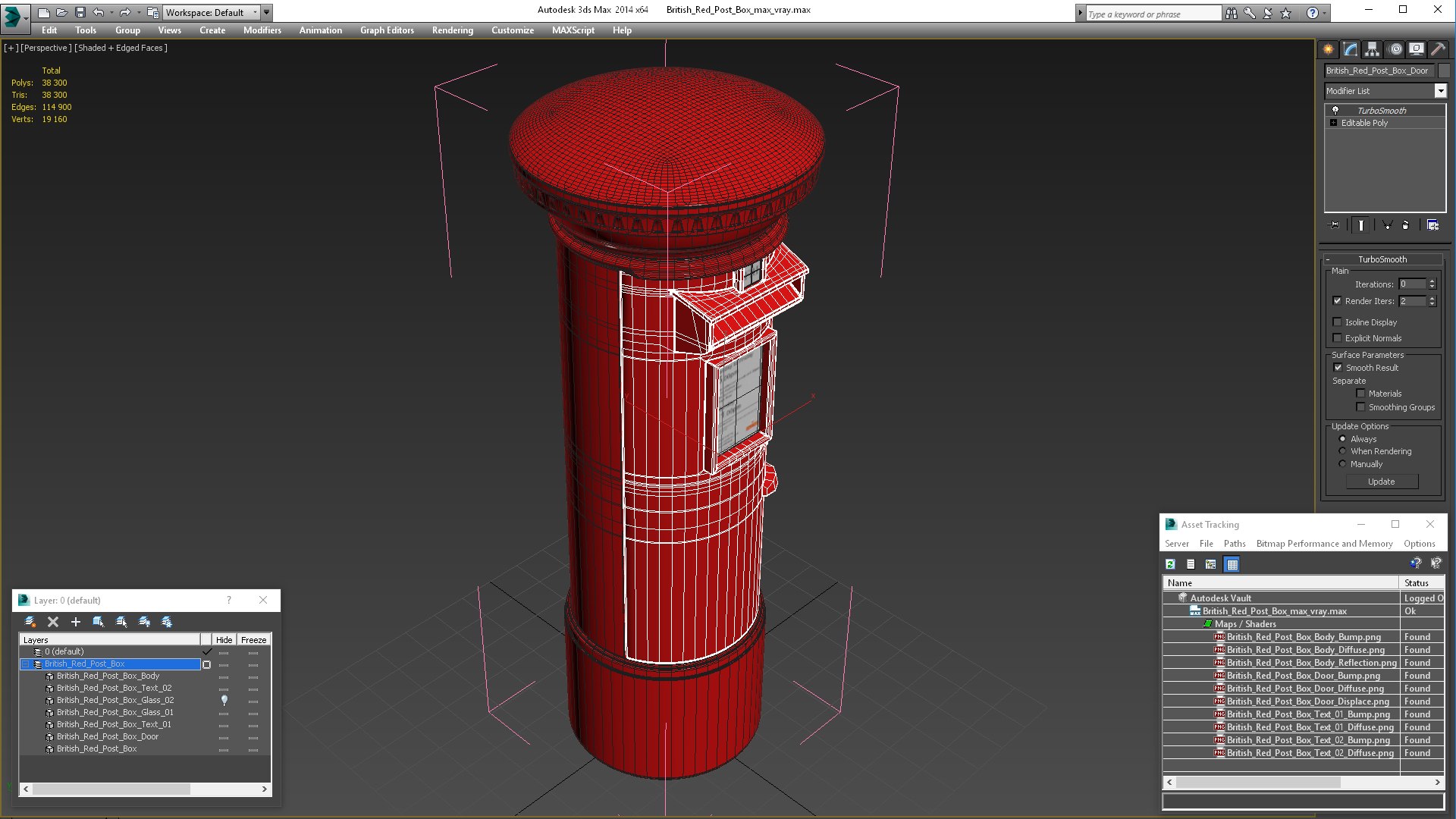 British Red Post Box 3D - TurboSquid 2133331