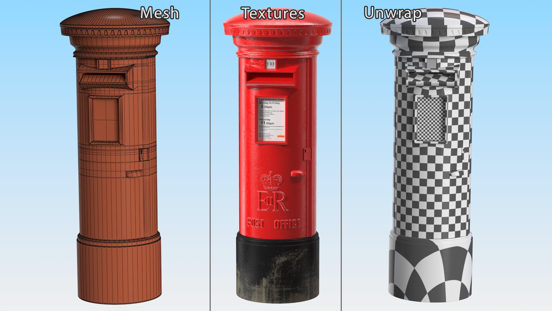 British Red Post Box 3D - TurboSquid 2133331