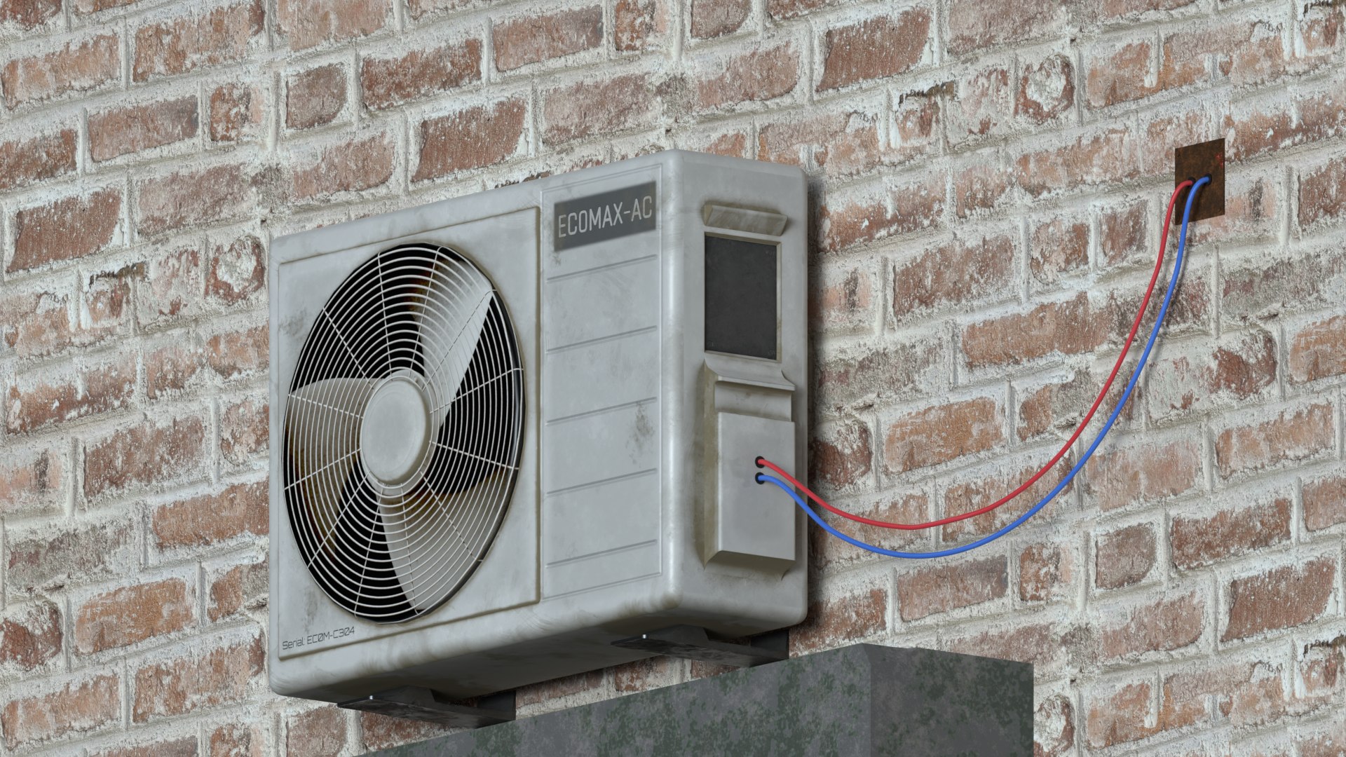 White Dirty Used AC Unit 3D - TurboSquid 2014469