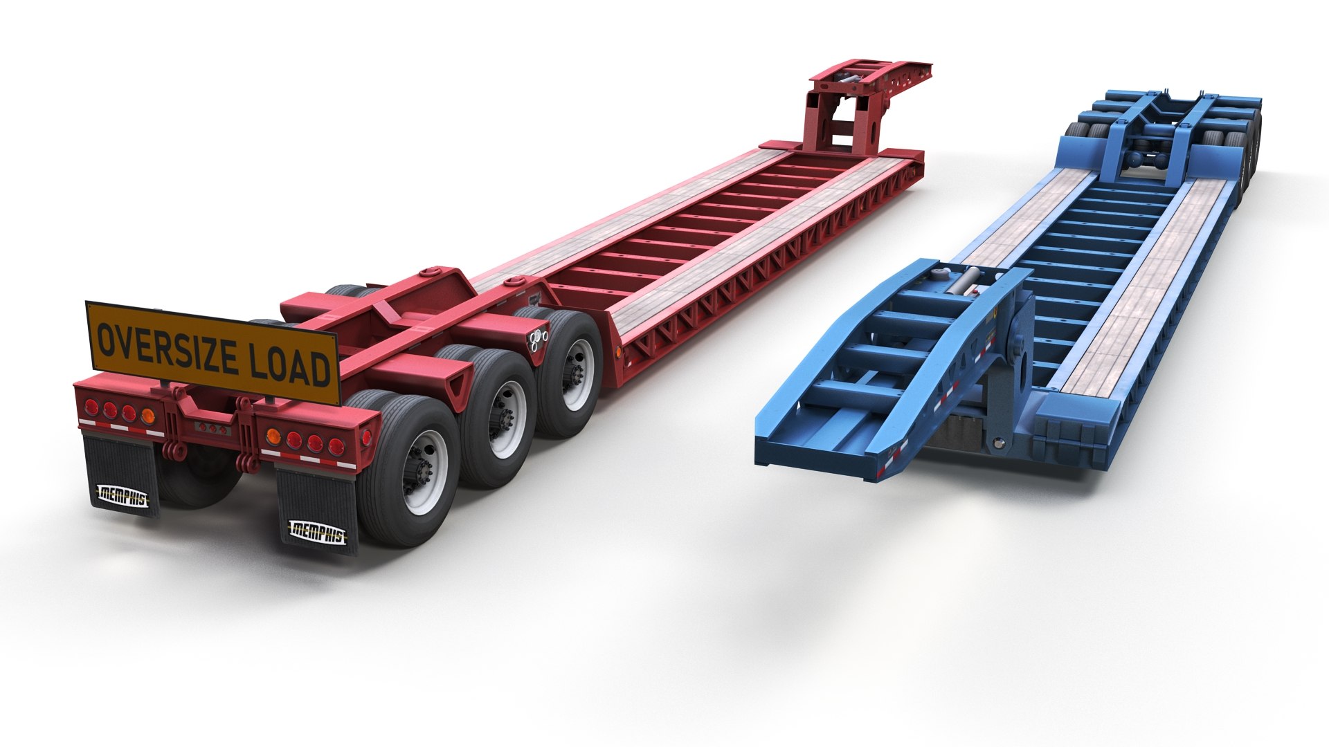 3D Lowboy trailer model - TurboSquid 2126509