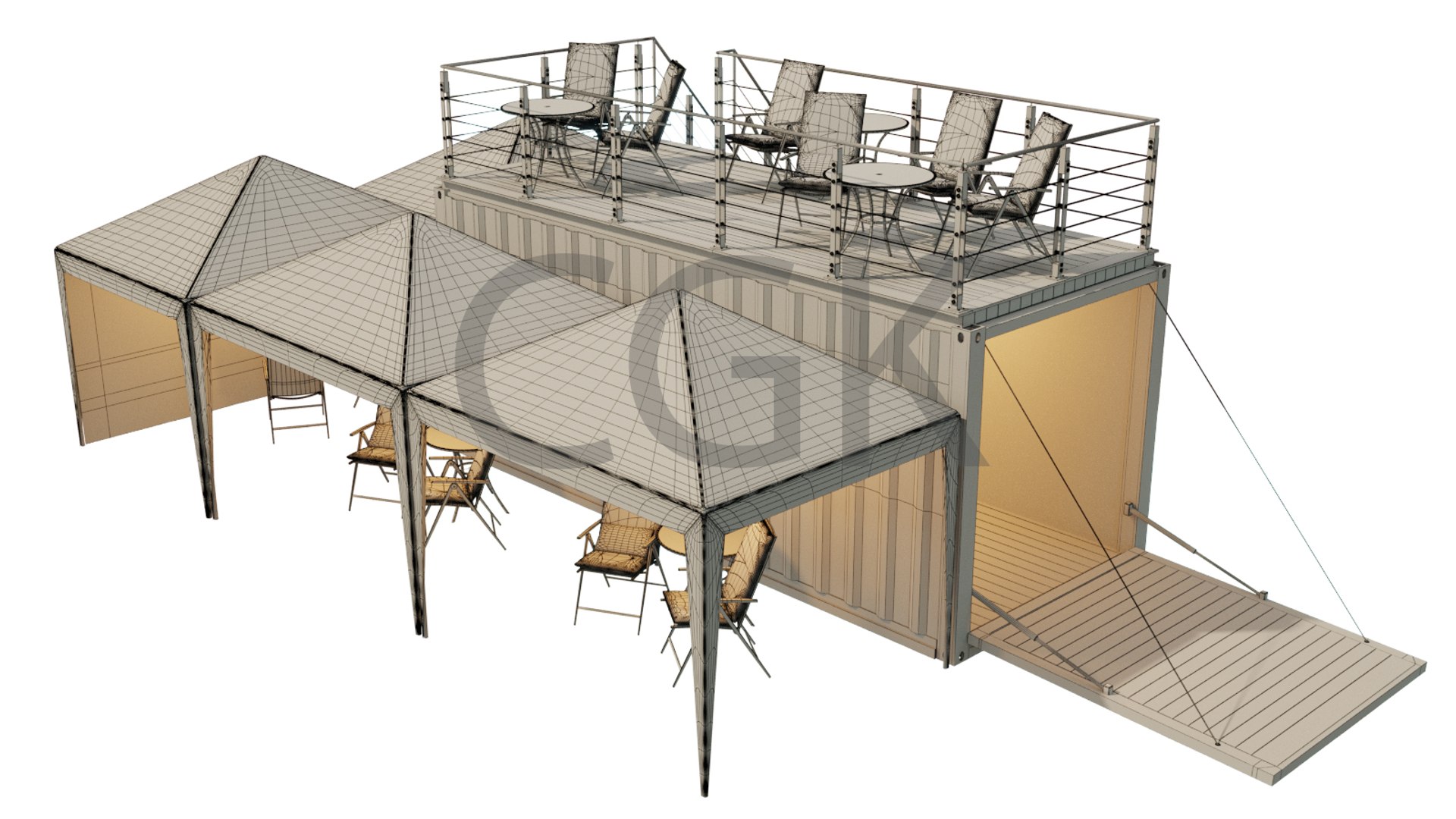 Shipping Container Restaurant 3D Model - TurboSquid 1502299