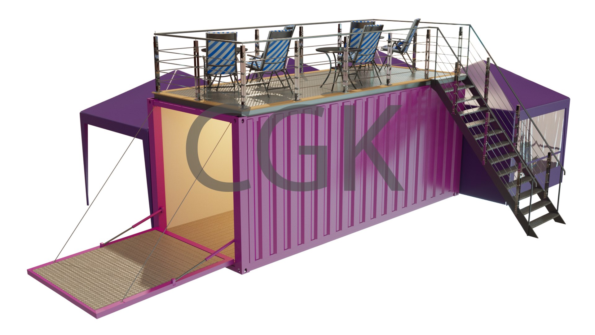 Shipping Container Restaurant 3D Model - TurboSquid 1502299