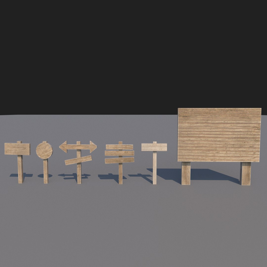 3D Cartoon Wood Sign Pack Model - TurboSquid 1325362