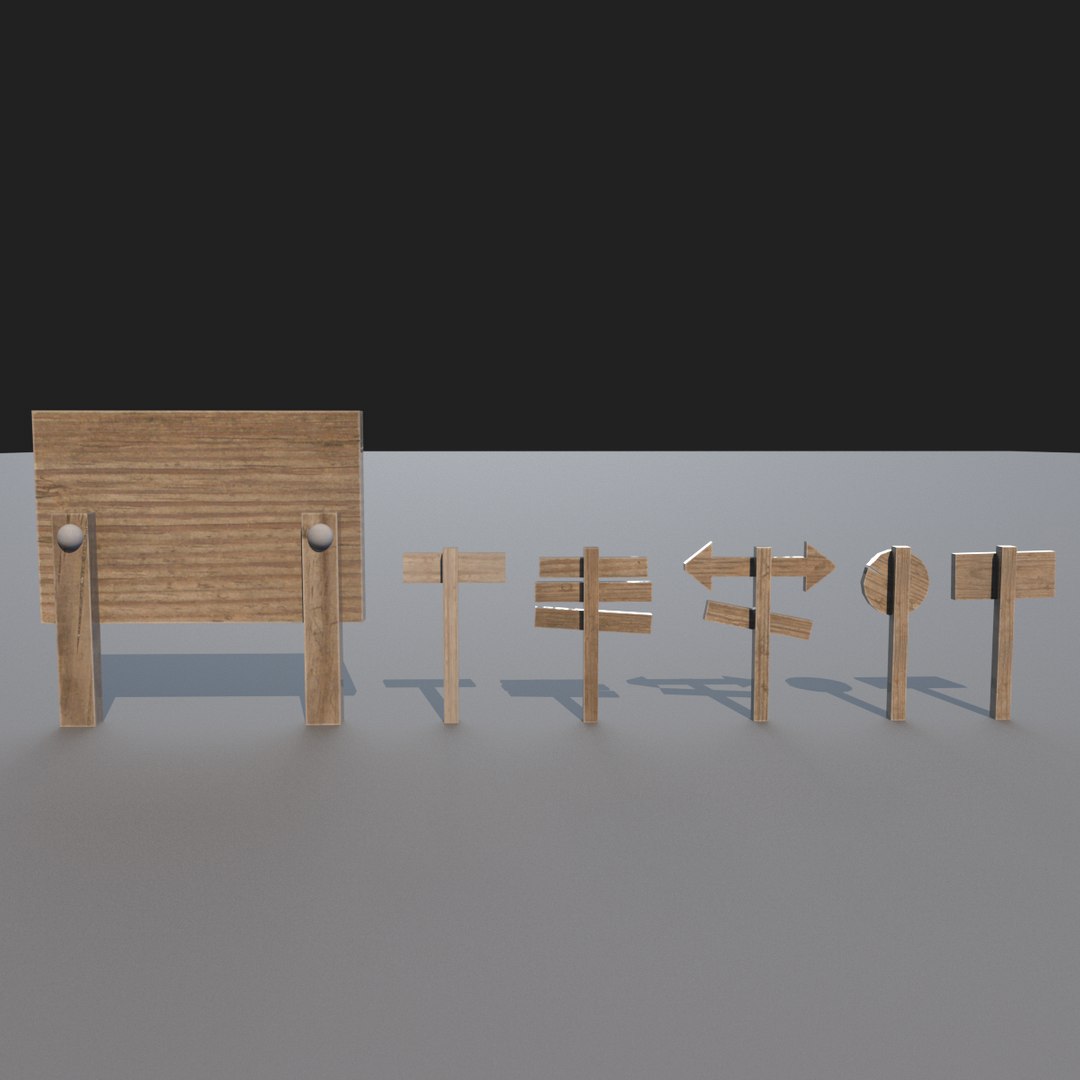 3D Cartoon Wood Sign Pack Model - TurboSquid 1325362