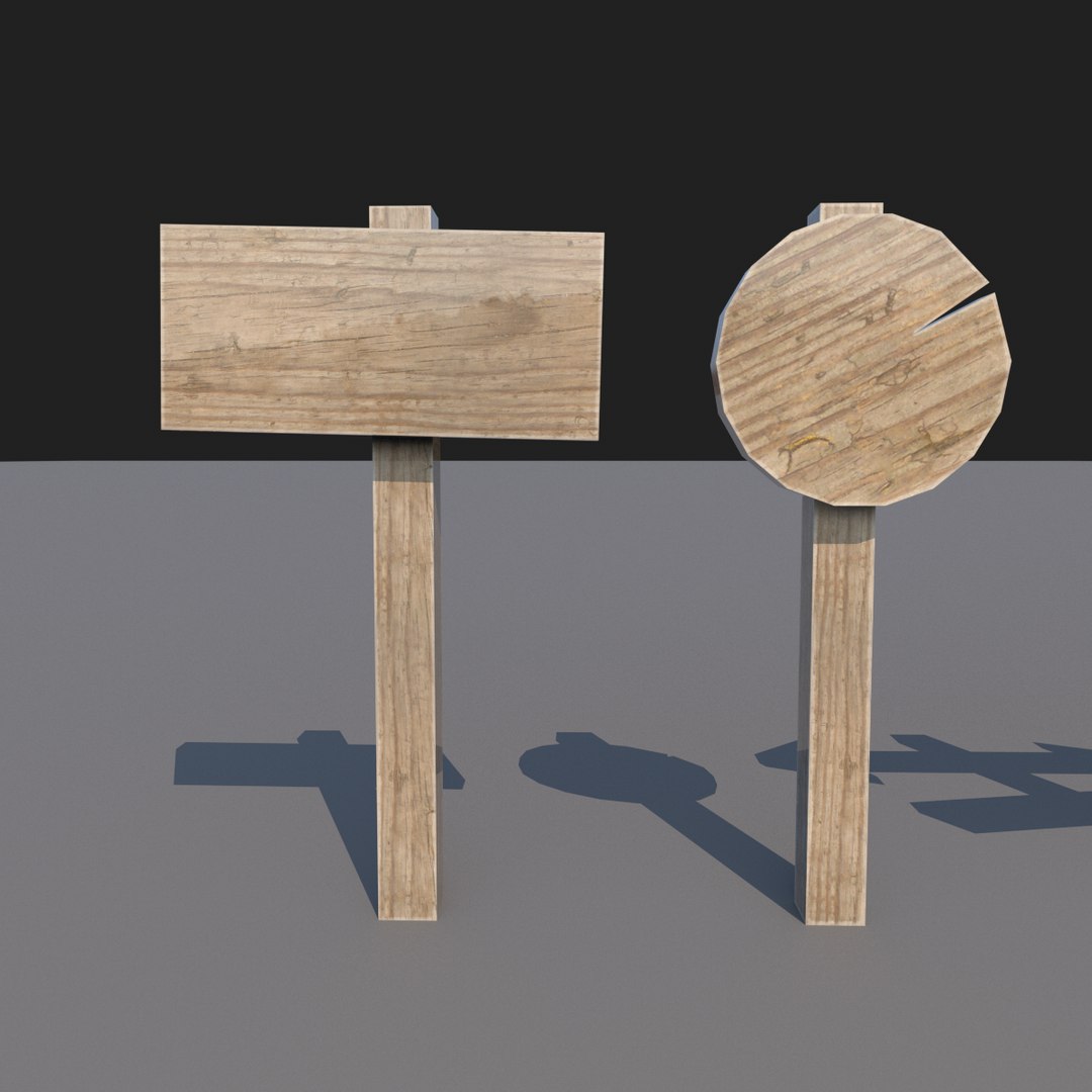 3D Cartoon Wood Sign Pack Model - TurboSquid 1325362