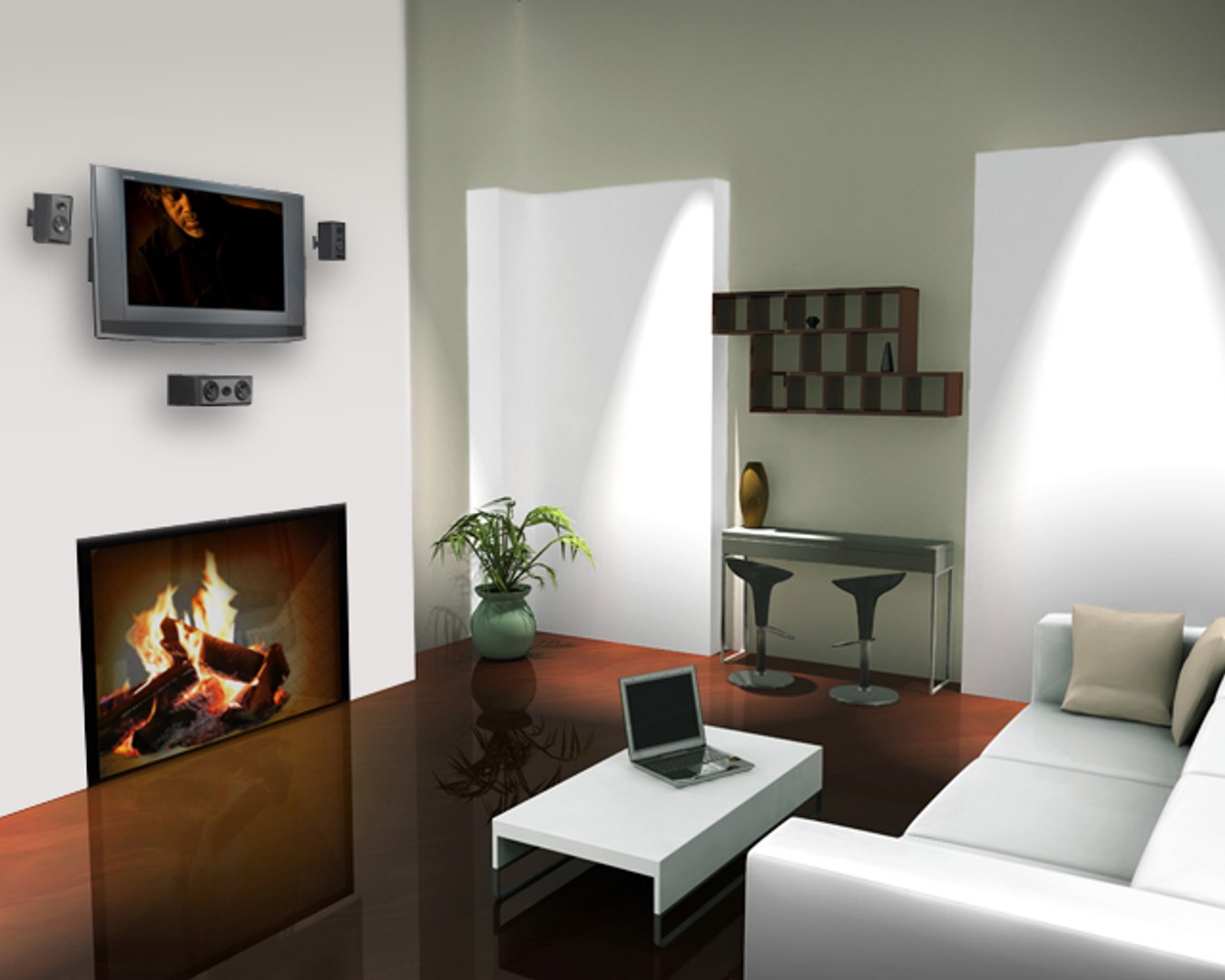 Maya Living Room Scene Fireplace