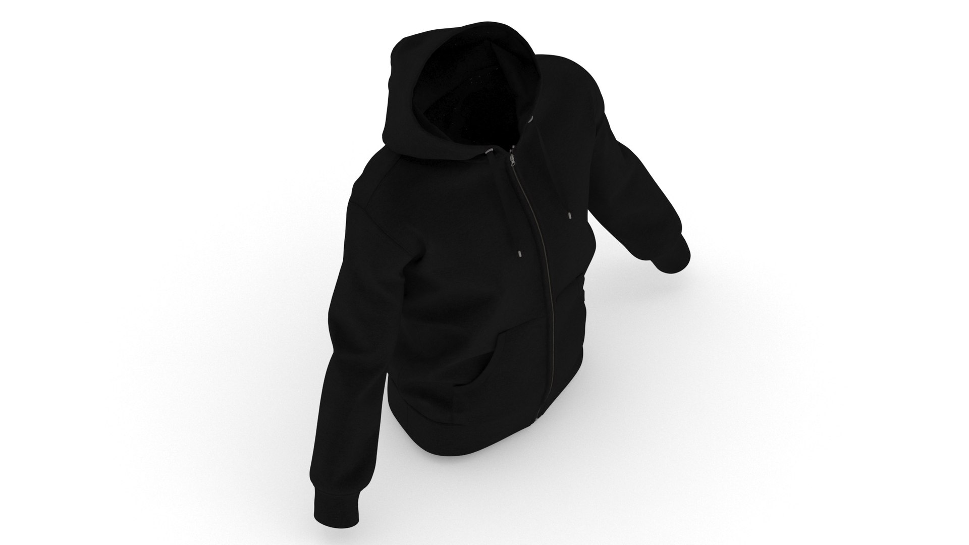 Hoodie Zip Generic Black Model - TurboSquid 2140278