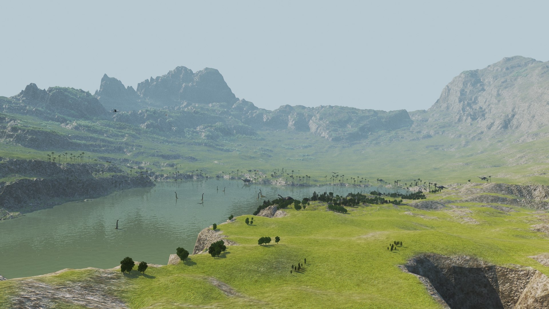 3D model lake with animated Dinosaurs - TurboSquid 2022673