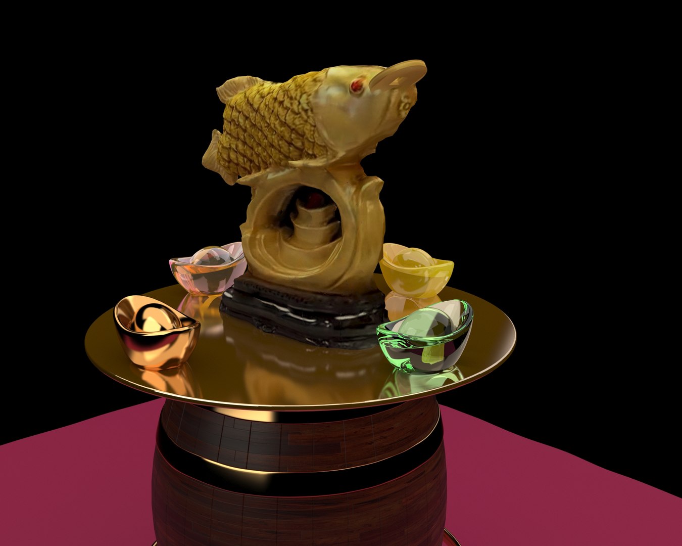 3D Chinese Golden Fish Statue - TurboSquid 2236920