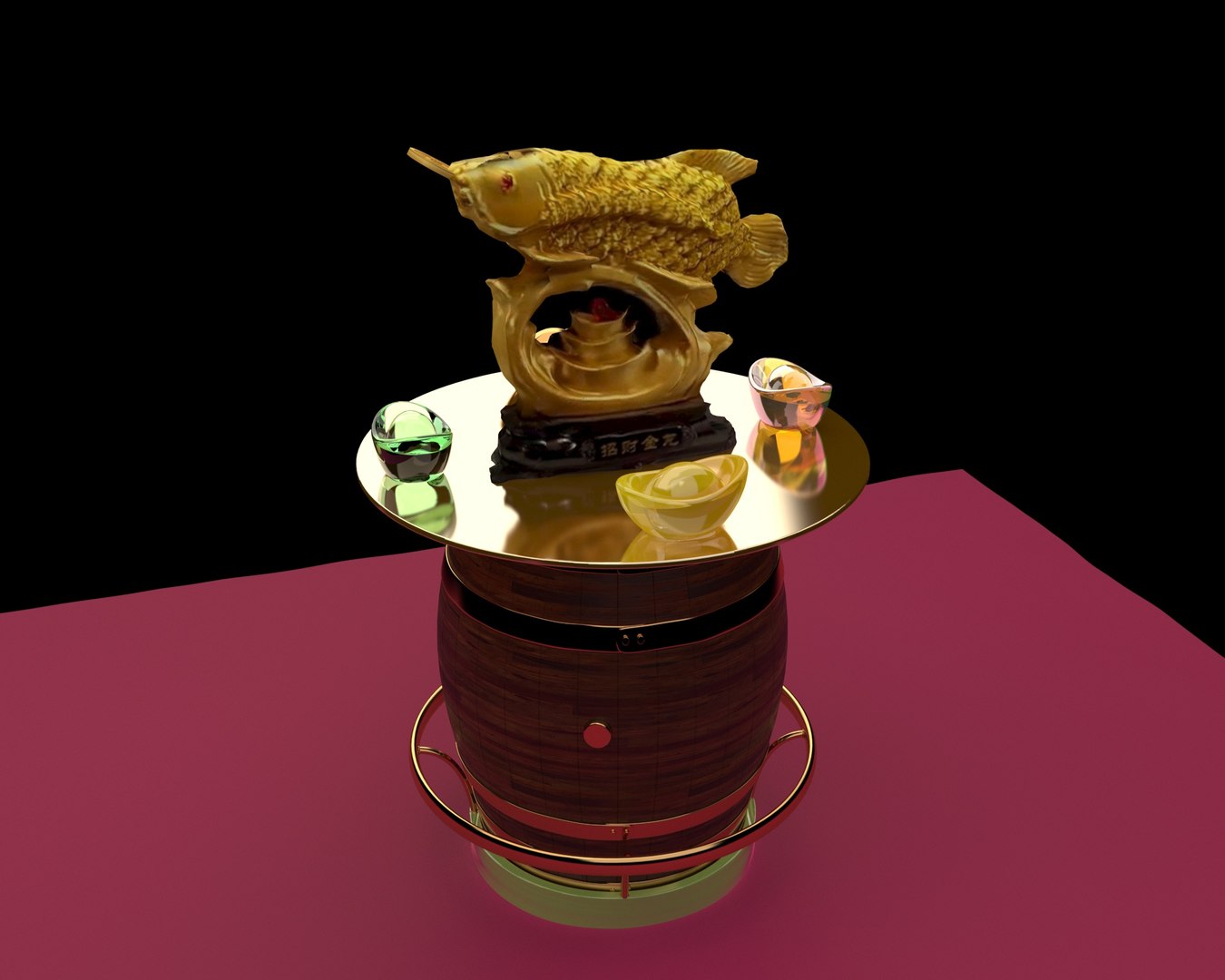 3D Chinese Golden Fish Statue - TurboSquid 2236920