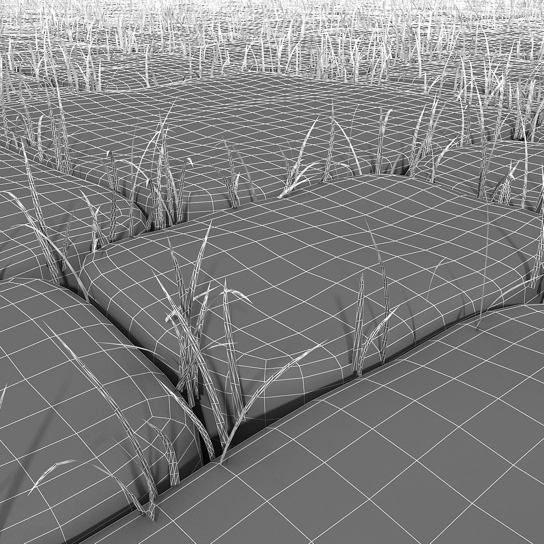 3d Block Grass Stones Model