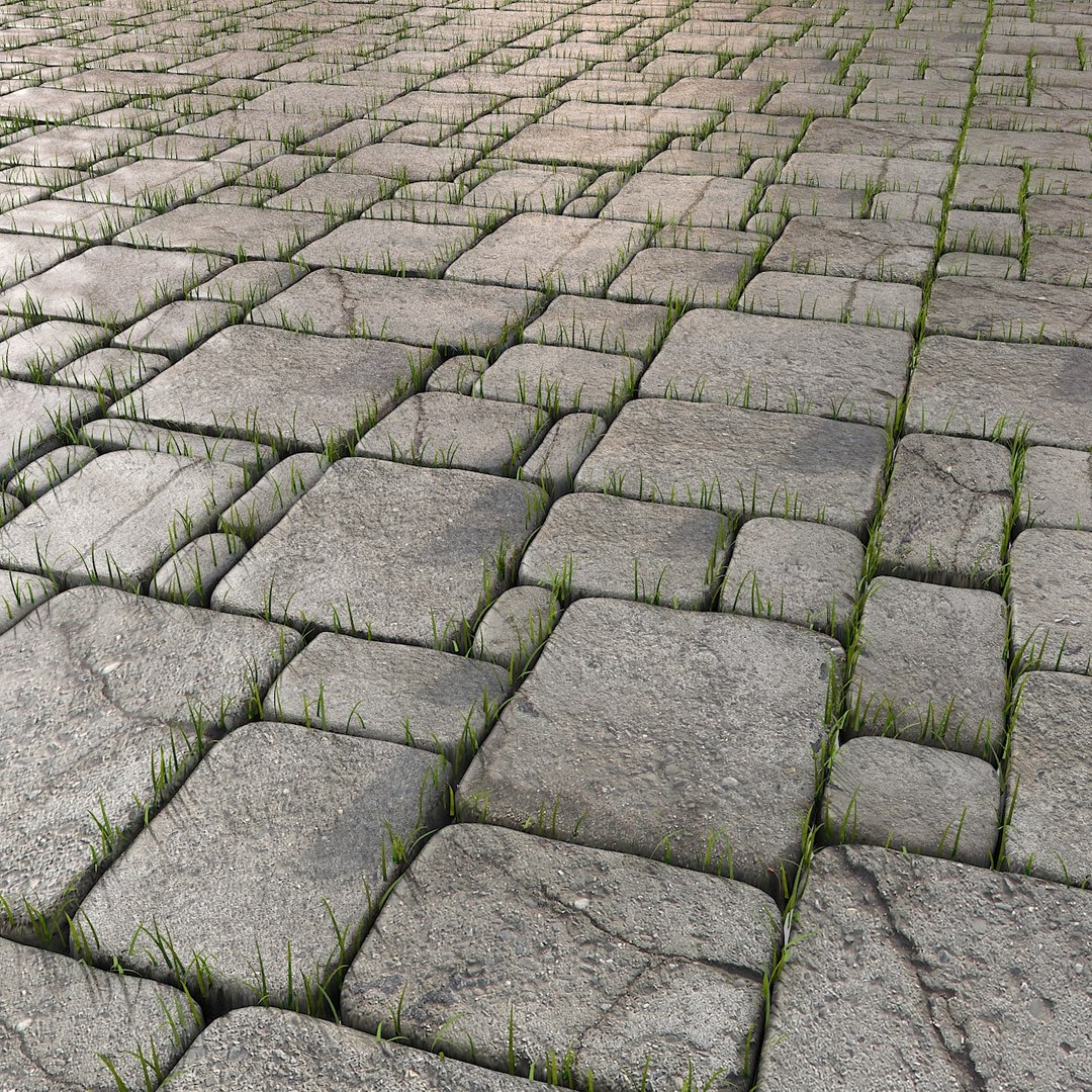 3d Block Grass Stones Model