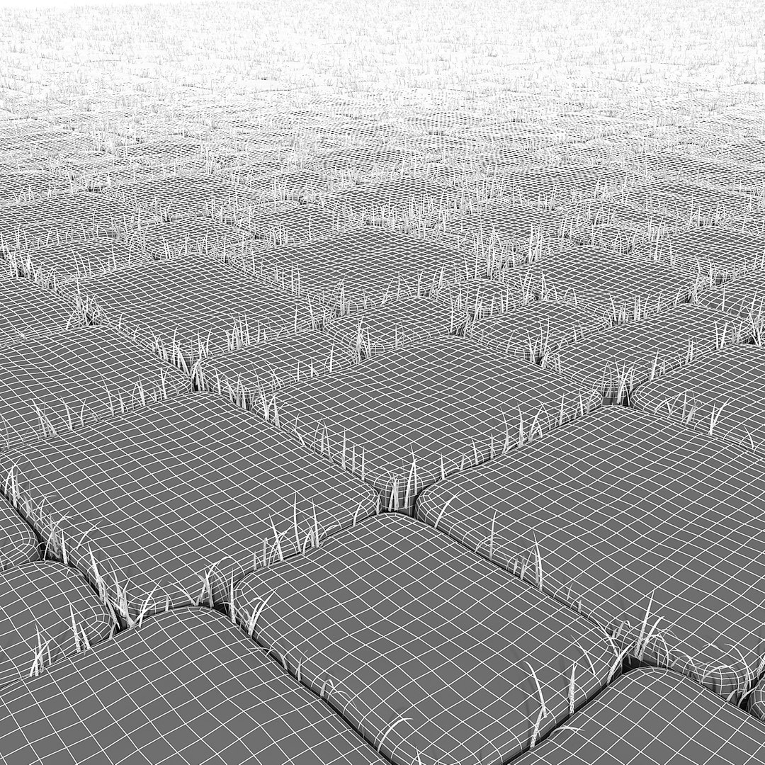 3d Block Grass Stones Model