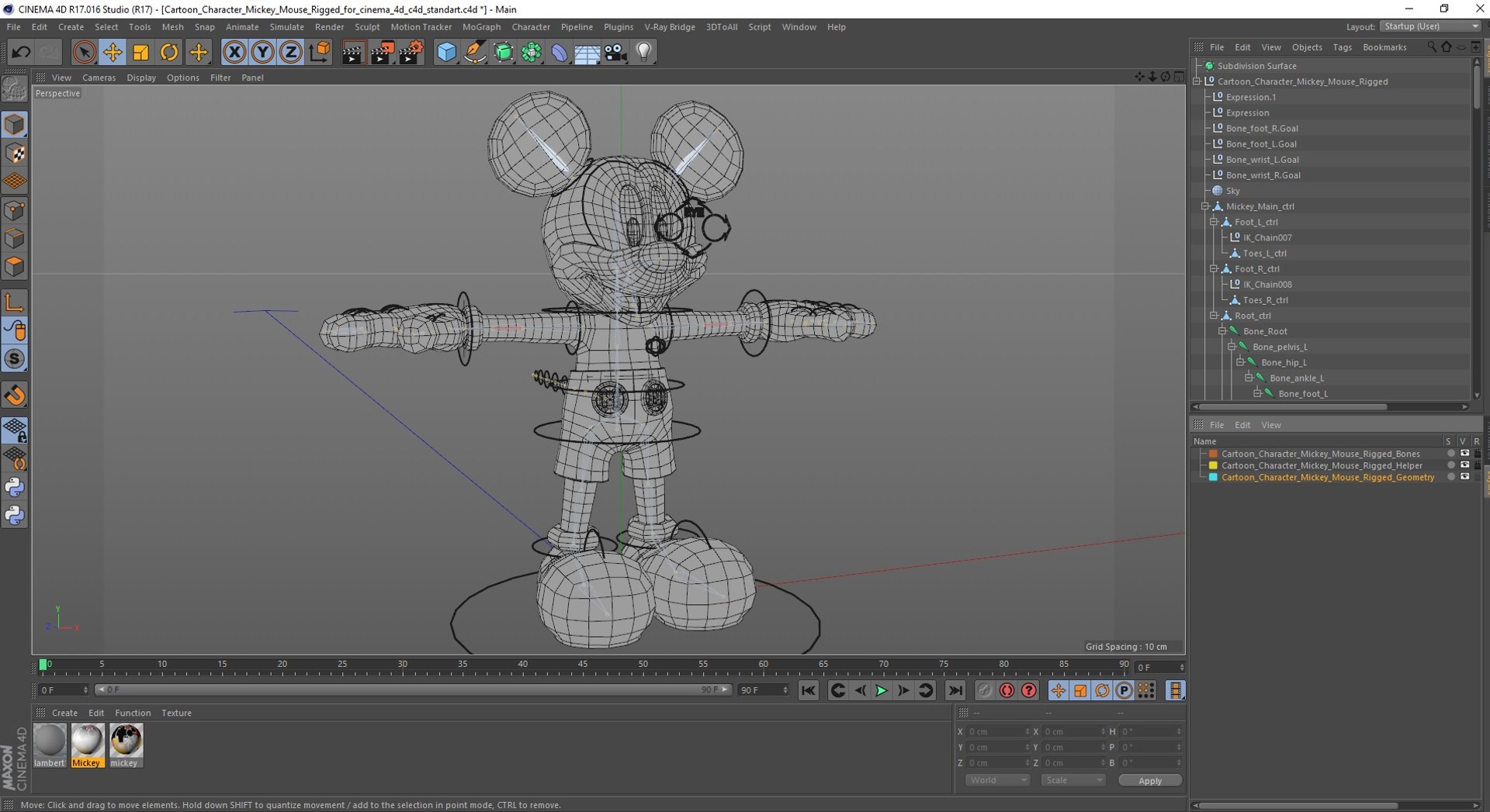 Cartoon Character Mickey Mouse Rigged For Cinema Model - TurboSquid 2049241