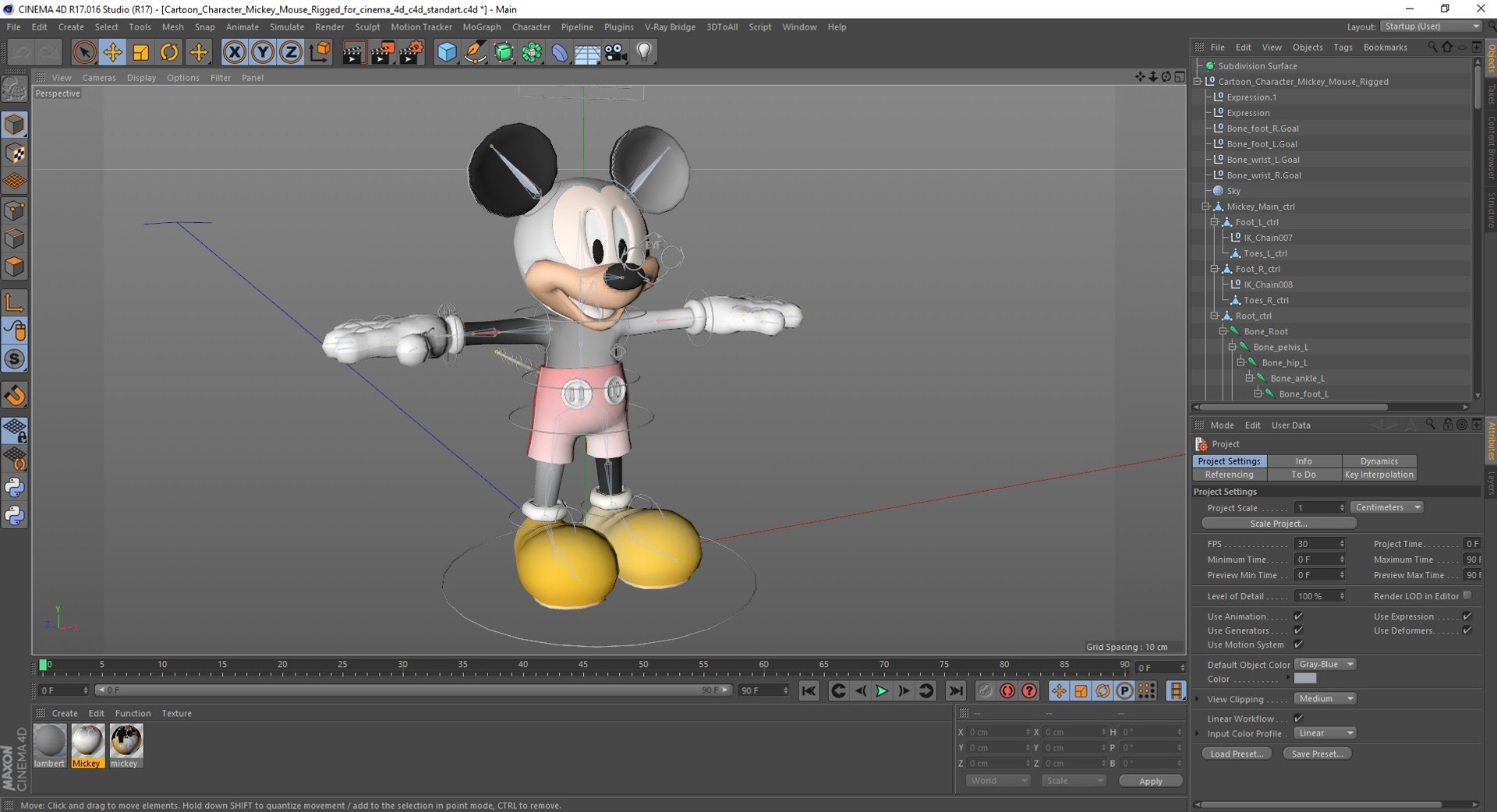 Cartoon Character Mickey Mouse Rigged For Cinema Model - TurboSquid 2049241