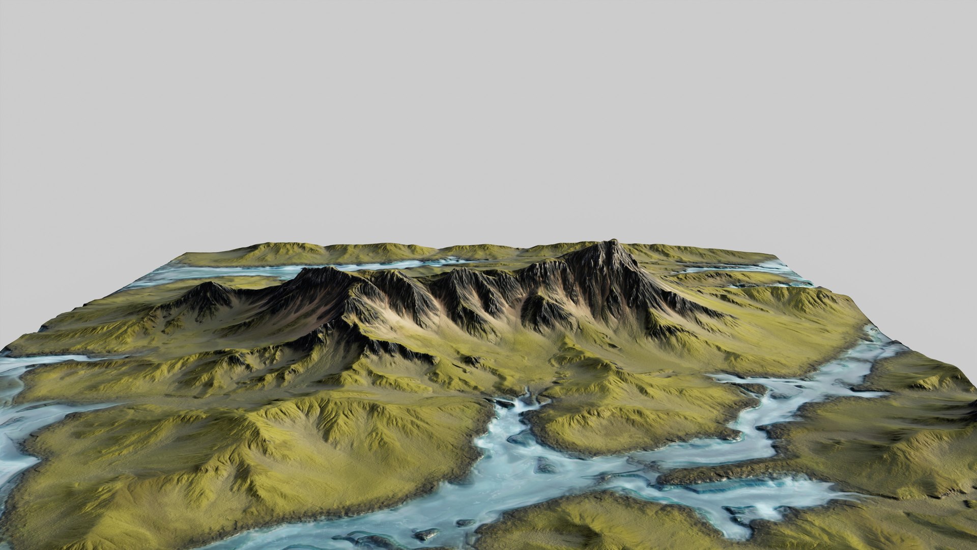 3D Mountain With Waterfalls Model - TurboSquid 2141783