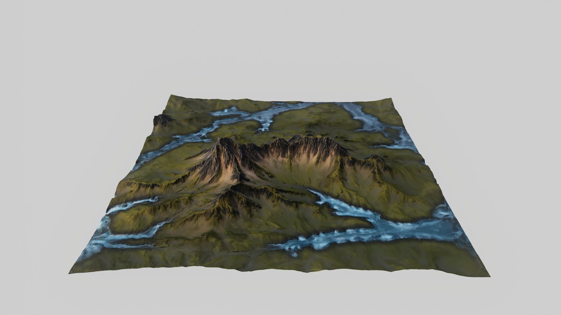 3D Mountain With Waterfalls Model - TurboSquid 2141783