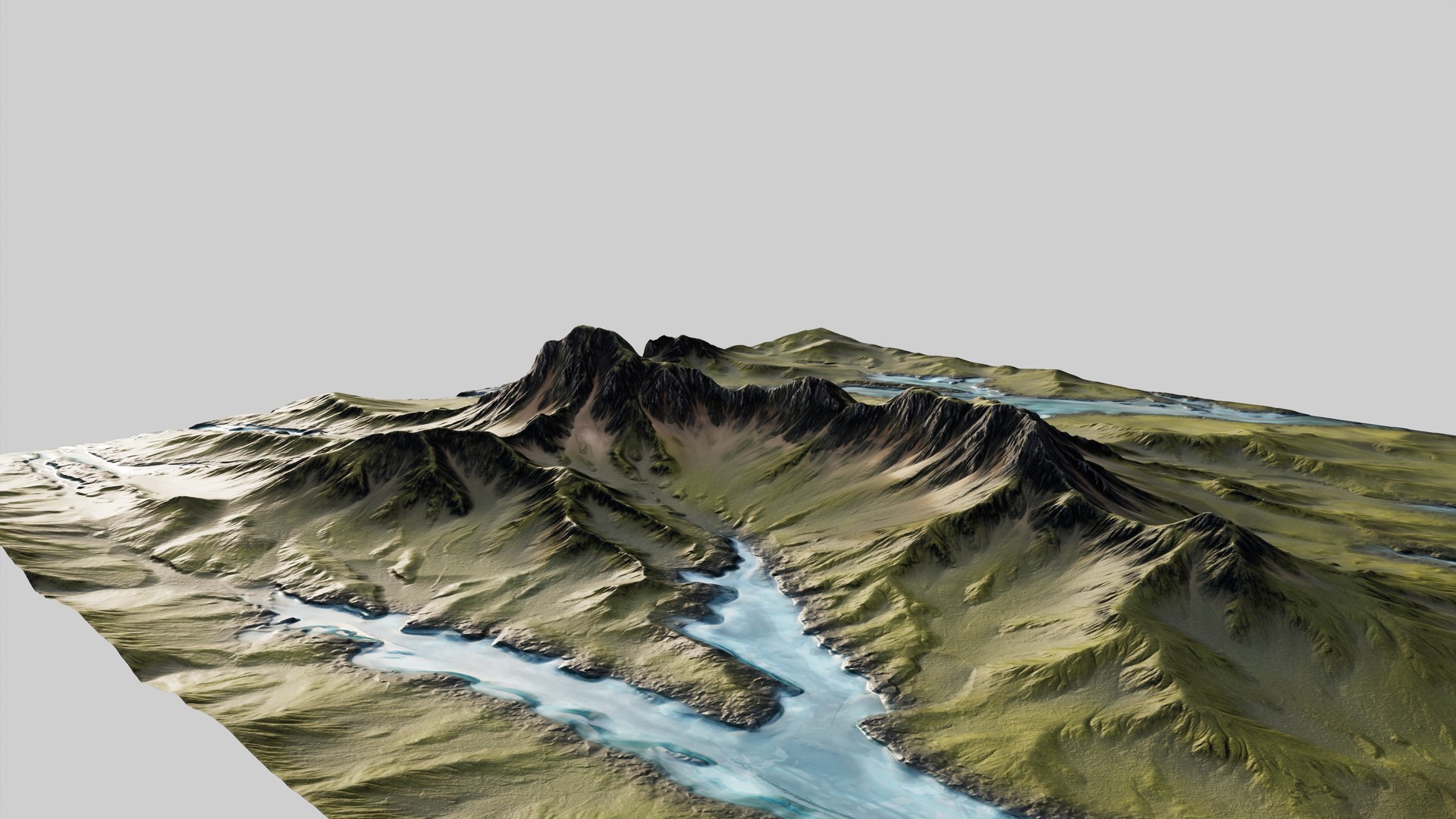 3D Mountain With Waterfalls Model - TurboSquid 2141783