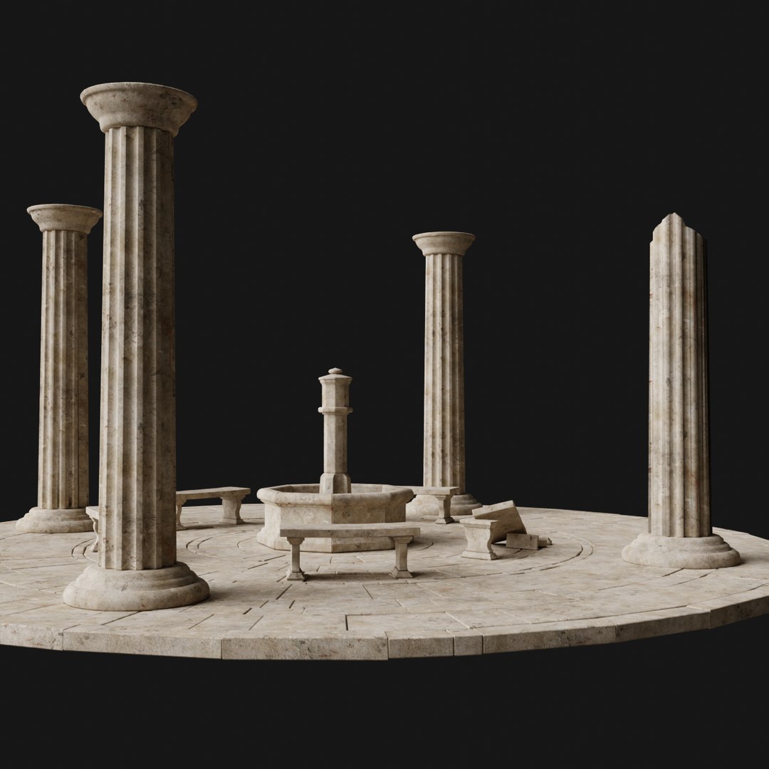 3D ANCIENT RUIN GREEK ROMAN TEMPLE MONUMENT STATUE COLUMN PACK ...