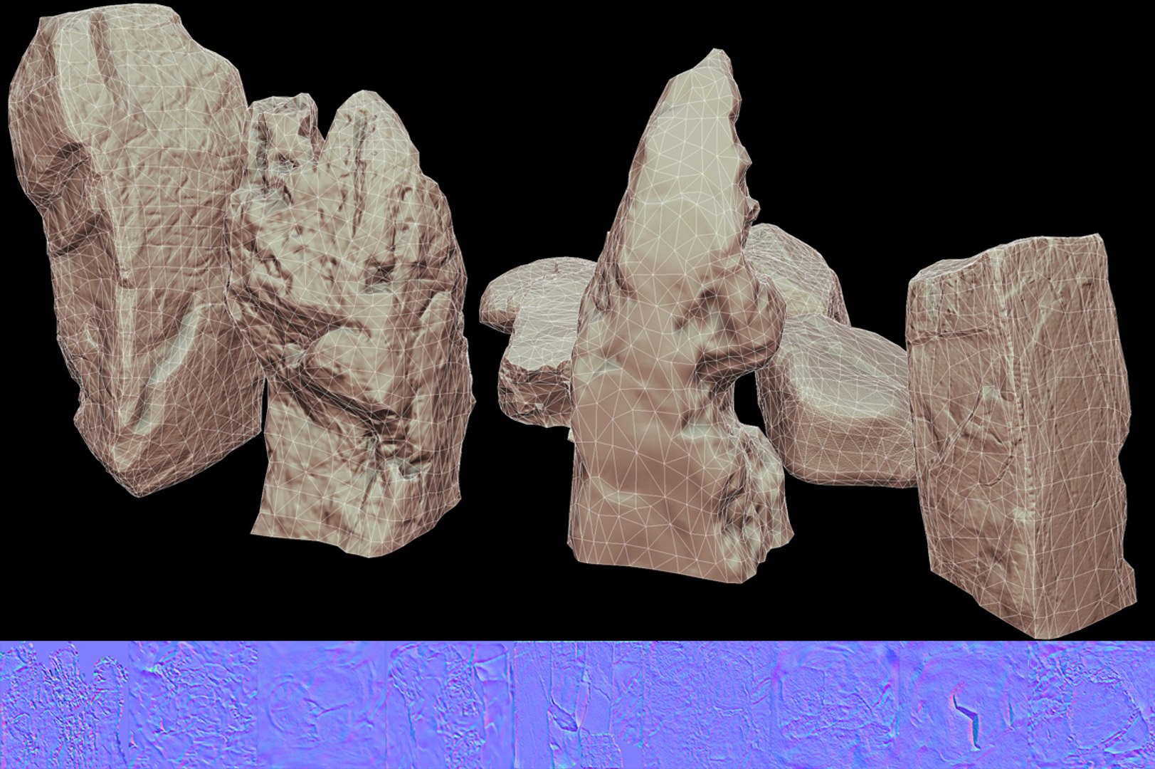 3D 9 Photorealistic Stones - TurboSquid 1170540