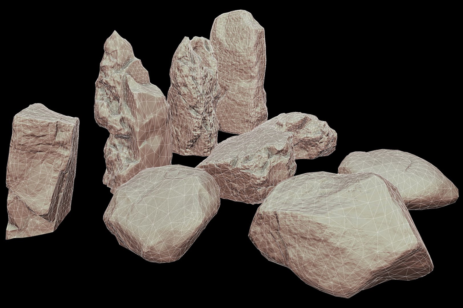 3D 9 Photorealistic Stones - TurboSquid 1170540