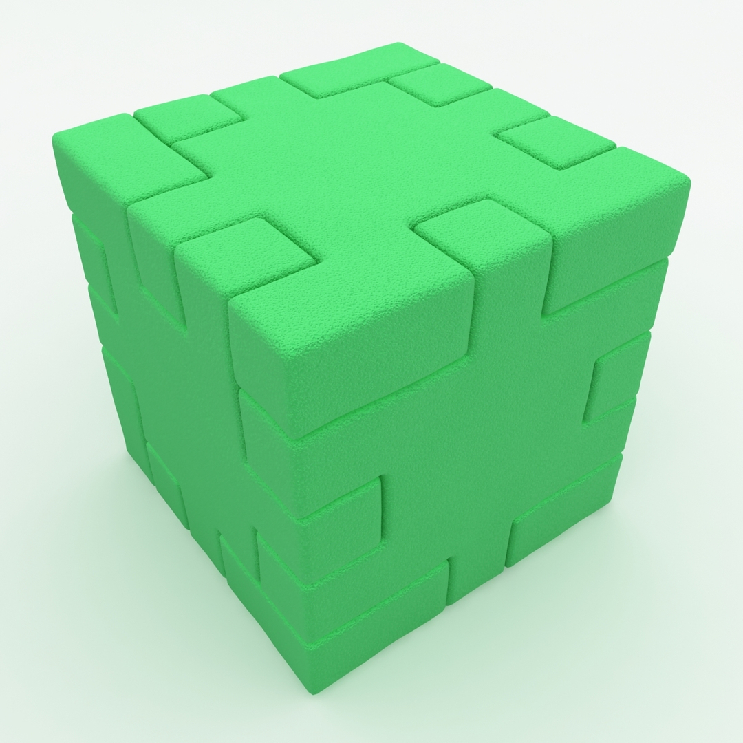3d model realistic happy cube green