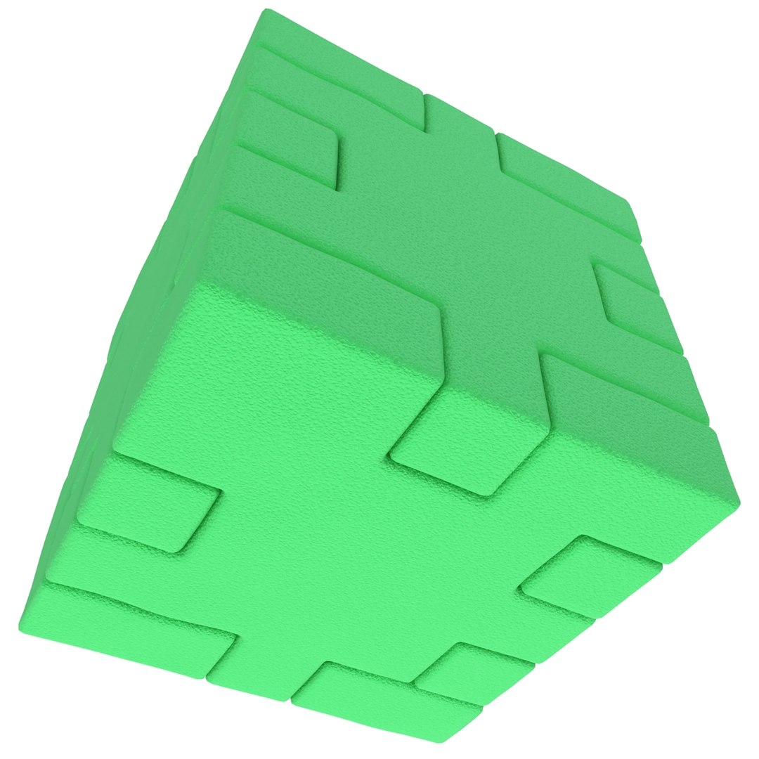 3d model realistic happy cube green