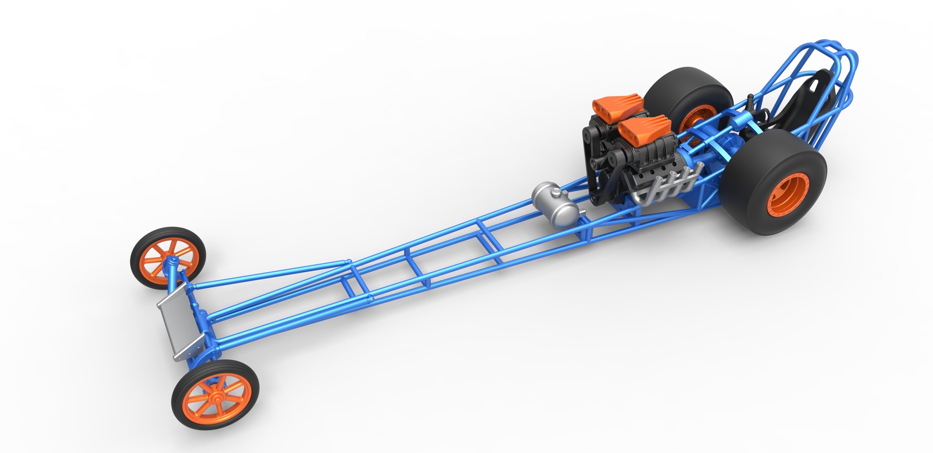 3D Diecast Front Engine Dragster With Double Supercharged V8 Scale 1 To ...