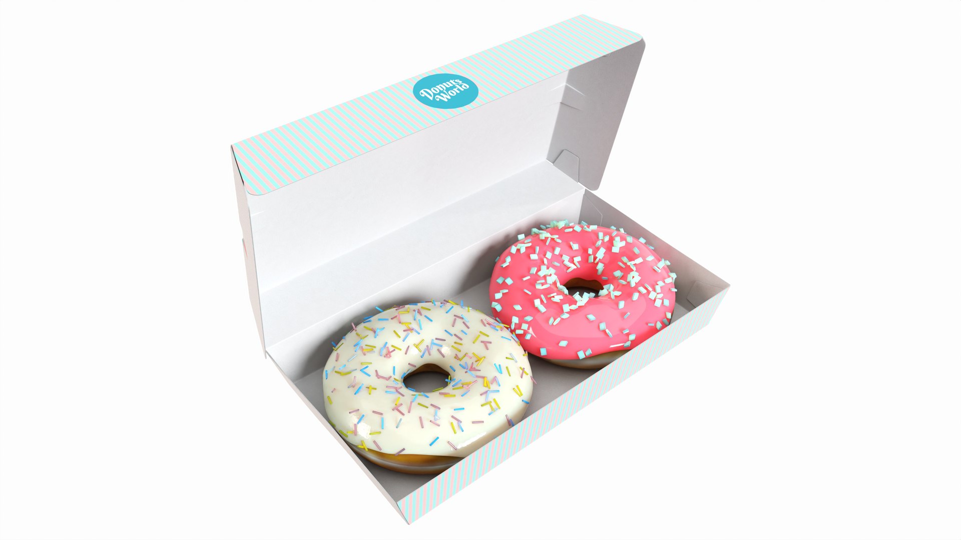 3D A Pair Of Donuts In Cardboard Box - TurboSquid 2265201