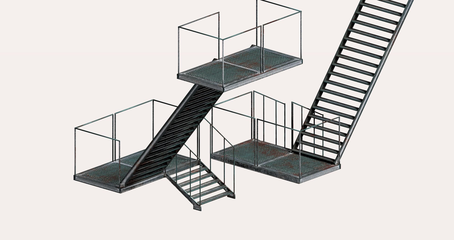 Modular Multi-platform Stairs 3D Model - TurboSquid 2104016