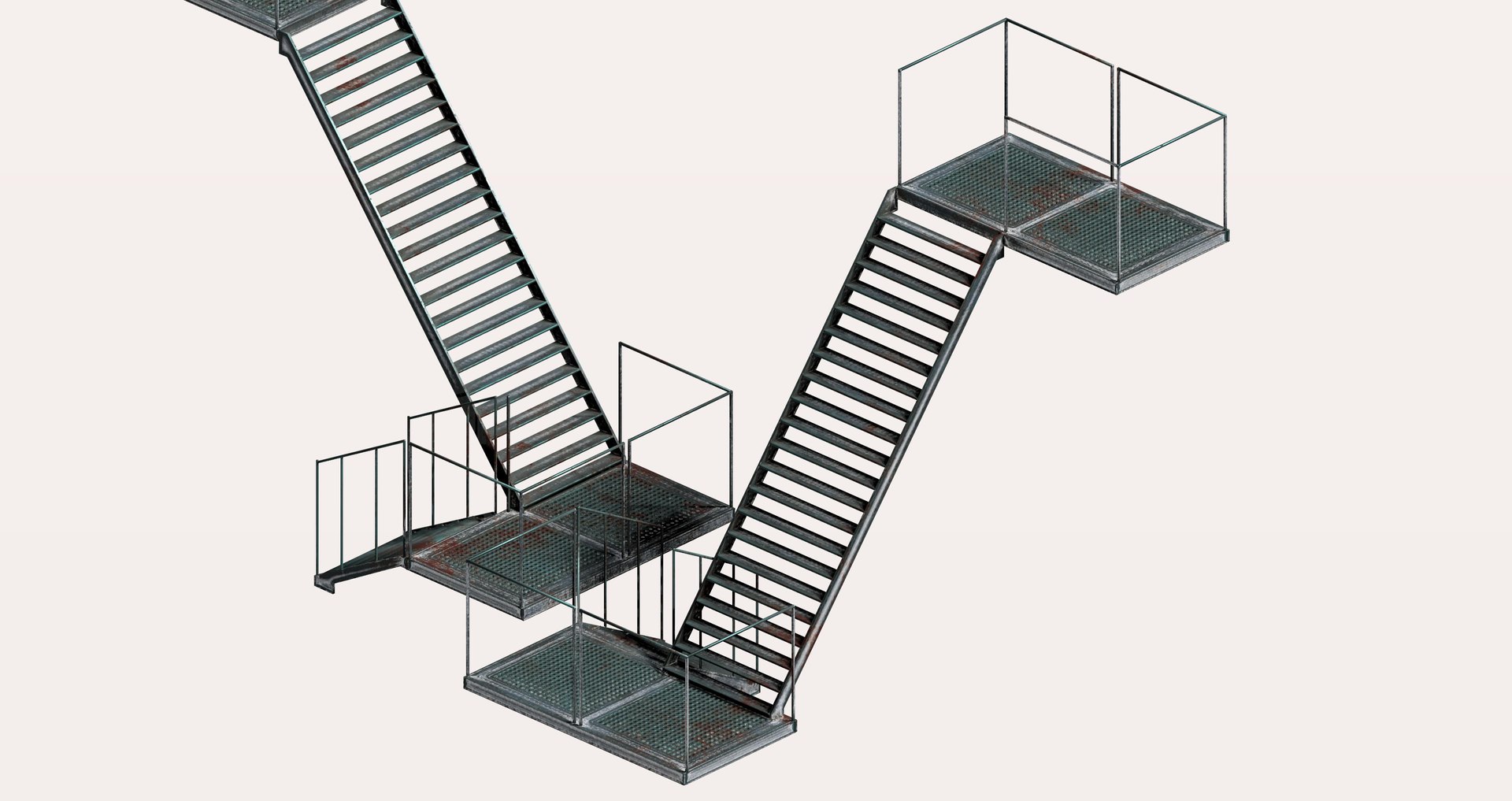 Modular Multi-platform Stairs 3D Model - TurboSquid 2104016